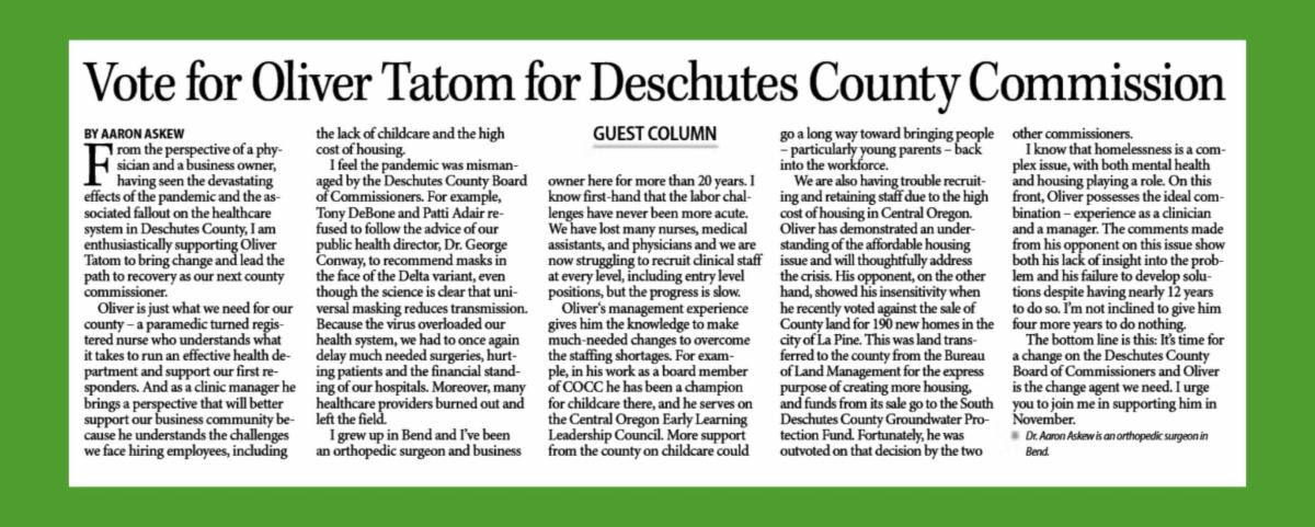 newspaper – Oliver Tatom for Fire Board